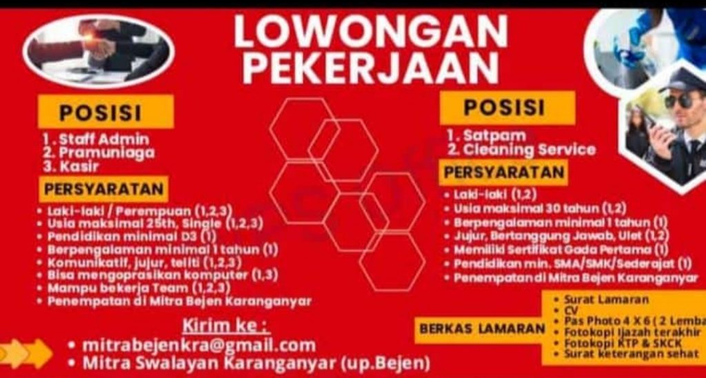 Mitra Swalayan Bejen buka lowongan kerja Gweden - Loker Karanganyar